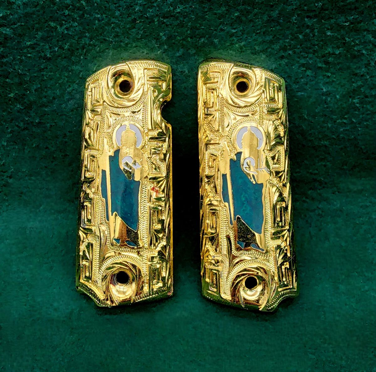 1911 24K Gold Plated Grips w/ San Judas / St. Jude, Green Robe and ...