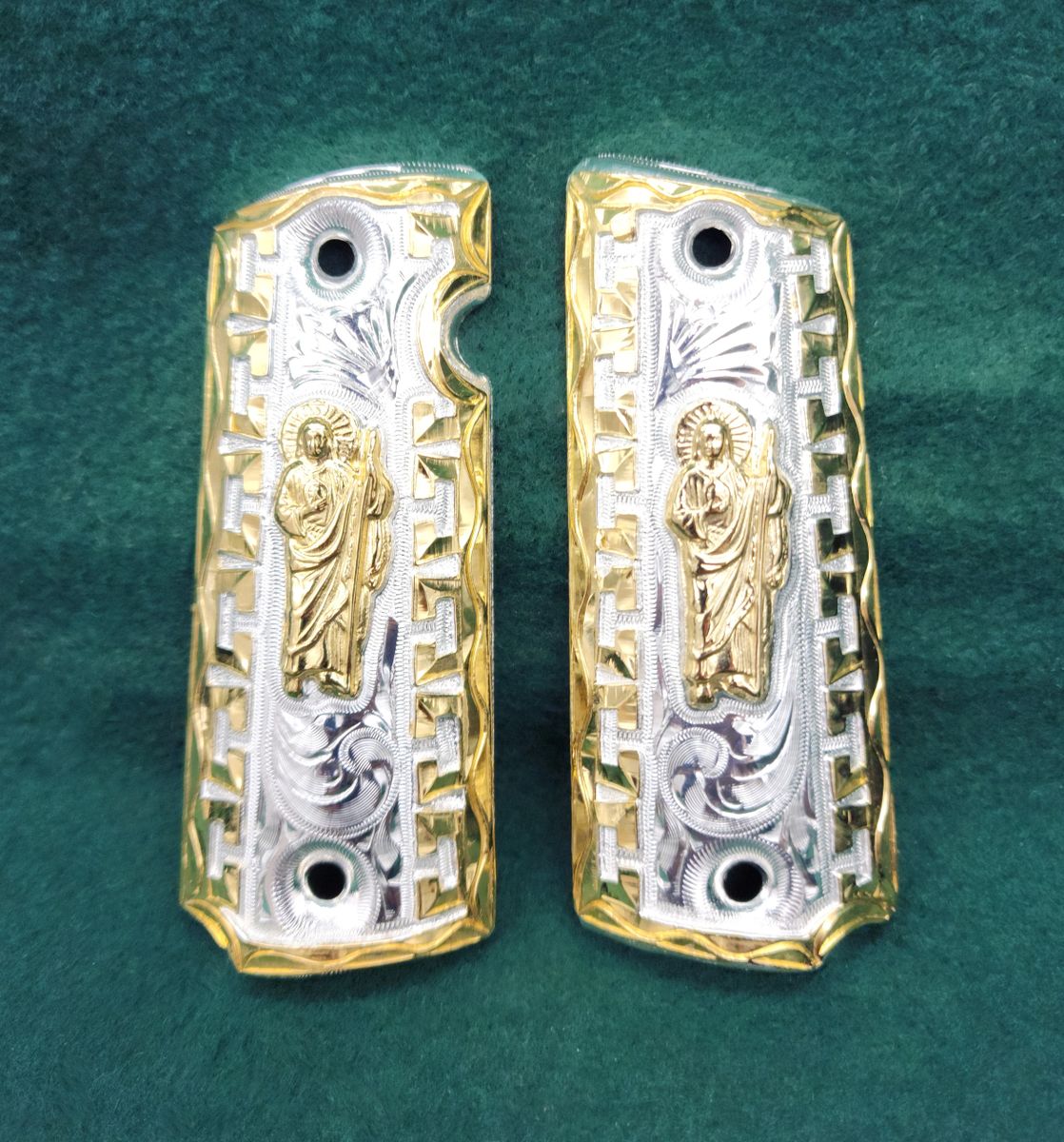1911 Silver Plated Grips w/ 24K San Judas/ St. Jude and Versace ...