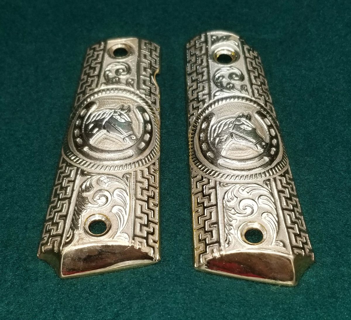 1911 24K Gold Plated Grips w/ Custom Pony, Scroll, and Versace Style ...