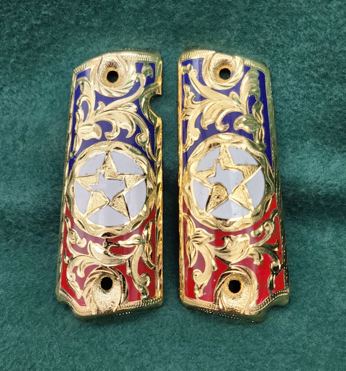 1911 24K Gold Plated Grips w/ Texas Lone Star State / Tejas ...