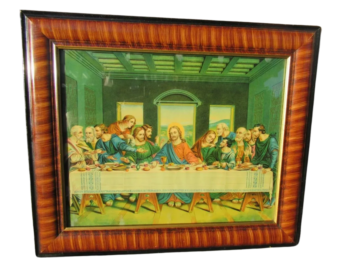 Framed Vintage Last Supper Lithograph