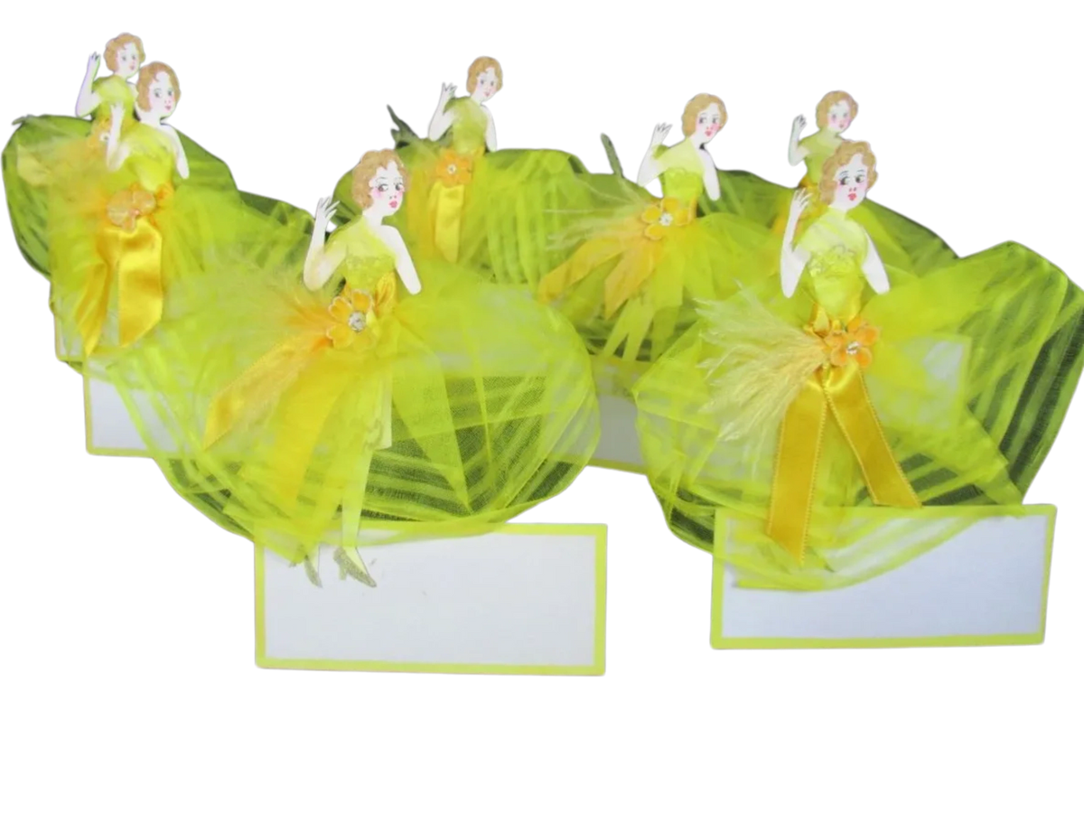 (10) Vintage Handmade Paper Doll Name Cards