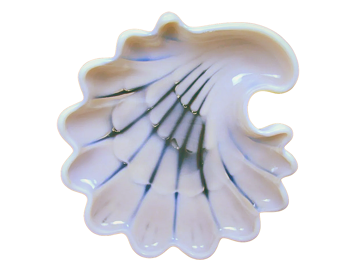 1940s Duncan Miller Glass Co. "Sanibel Pink" Opalescent Shell Nappy