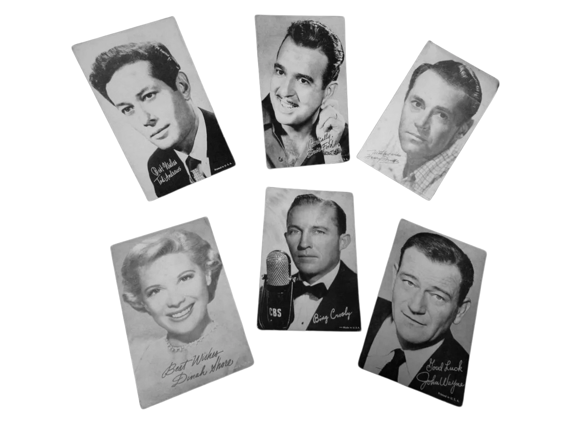 Six 1950s Celebrity Arcade Trading Cards