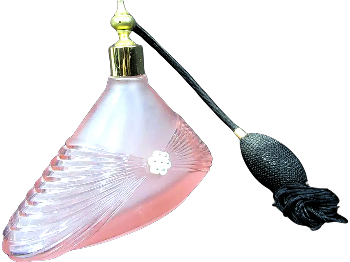 Art Deco Pink Art Glass Atomizer Perfume