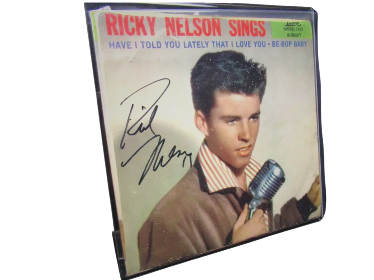 1957 RICKY NELSON SINGS Autographed Record Sleeve + 2 Vinyl Copies