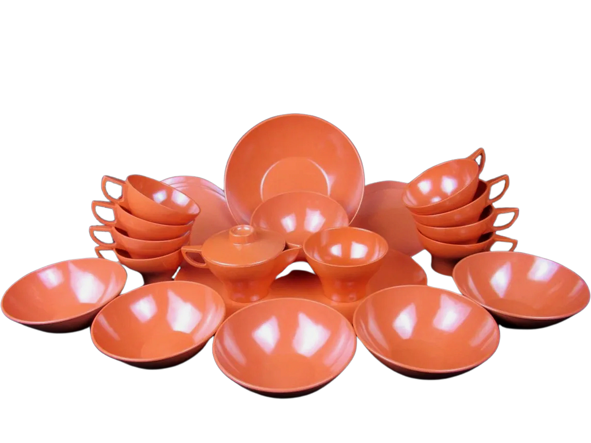 Vintage 22-Pc. 1960s-70s Orange Melmac Set