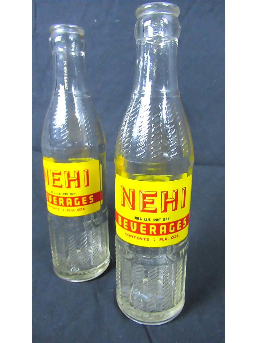 (2) 1950s NEHI Beverage Rope Scroll Column Bottles Empire Nehi Bottles ...