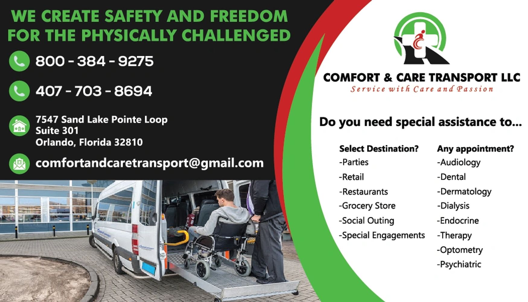 Comfort & Care Transport LLC - Patient Tranport, Medical Appointments