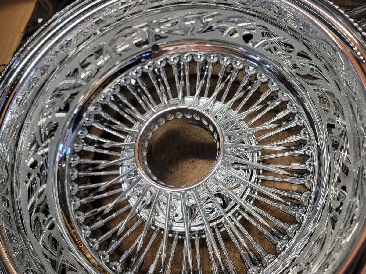 Wire Wheels Chrome Engraved 72 Spoke Straight Lace