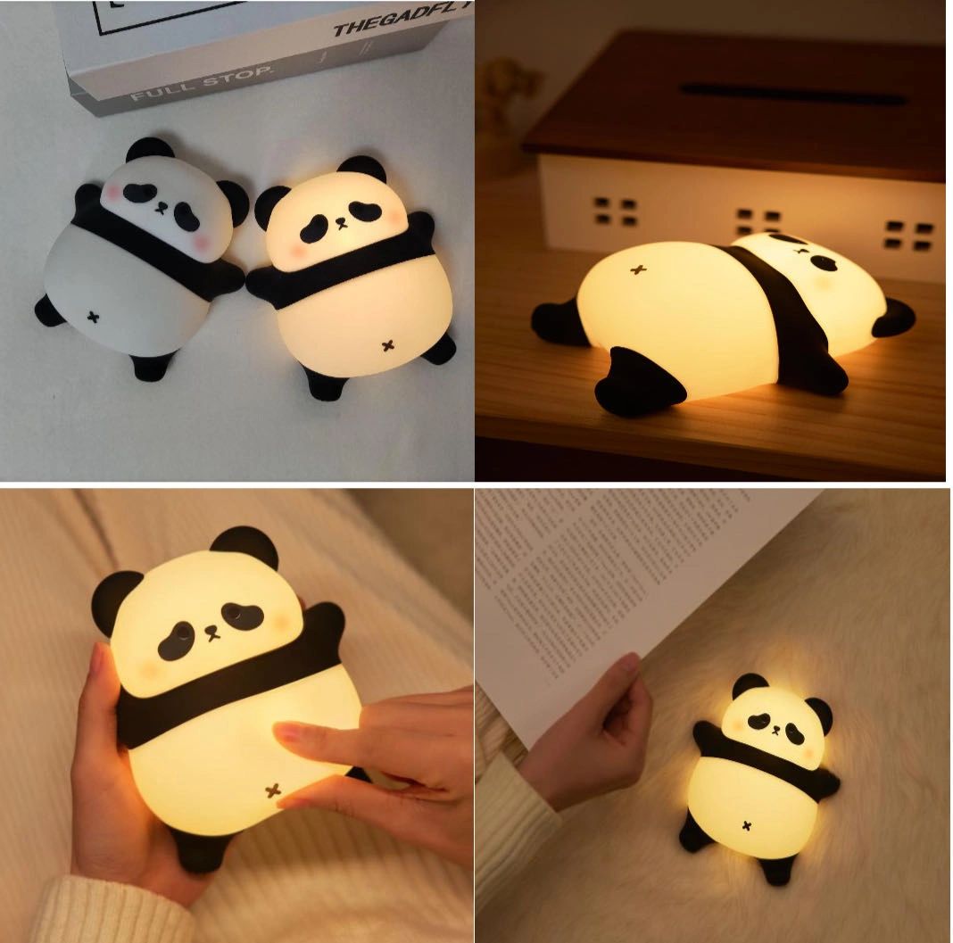 Lying Panda Silicone Night Light Lamp, Squishy Baby Night Lamp, 3 Level ...