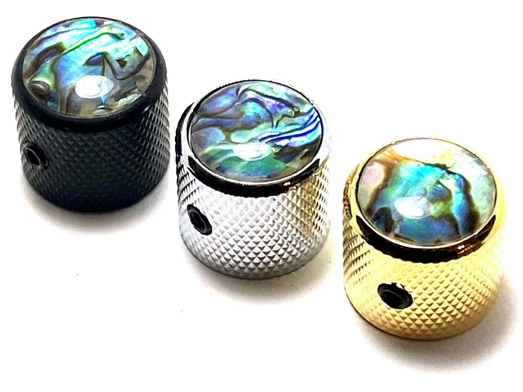Metal Dome Knob, Set Screw Style w/ Abalone Inlay ~ Color Choice