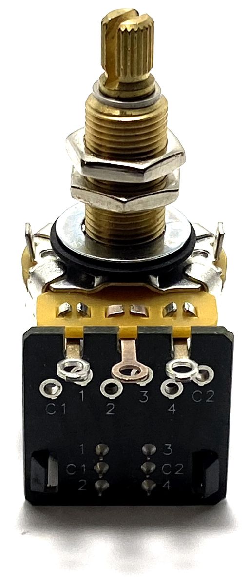 CTS Push Pull Control Pot for Les Paul, A500 ~ Large, Extra Long Brass ...