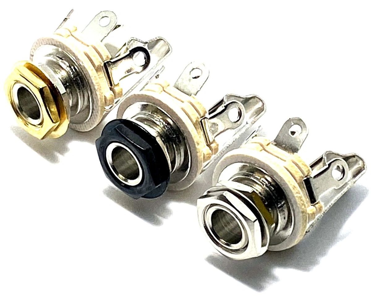 Stereo Jack, TRS Switching Jack ~ Chrome Jack w/ Choice of Nut Colors