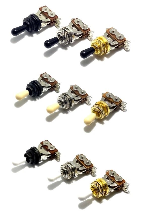 3-Way Open Toggle Switch, 3W LP Style Selector ~ Shaft & Tip Color Choice