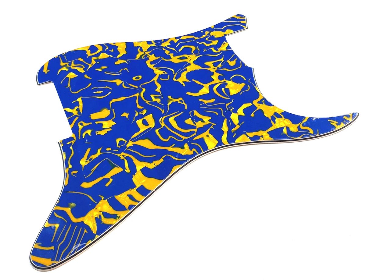 Blank Strat Pickguard ~ Blue Yellow Shell Swirl