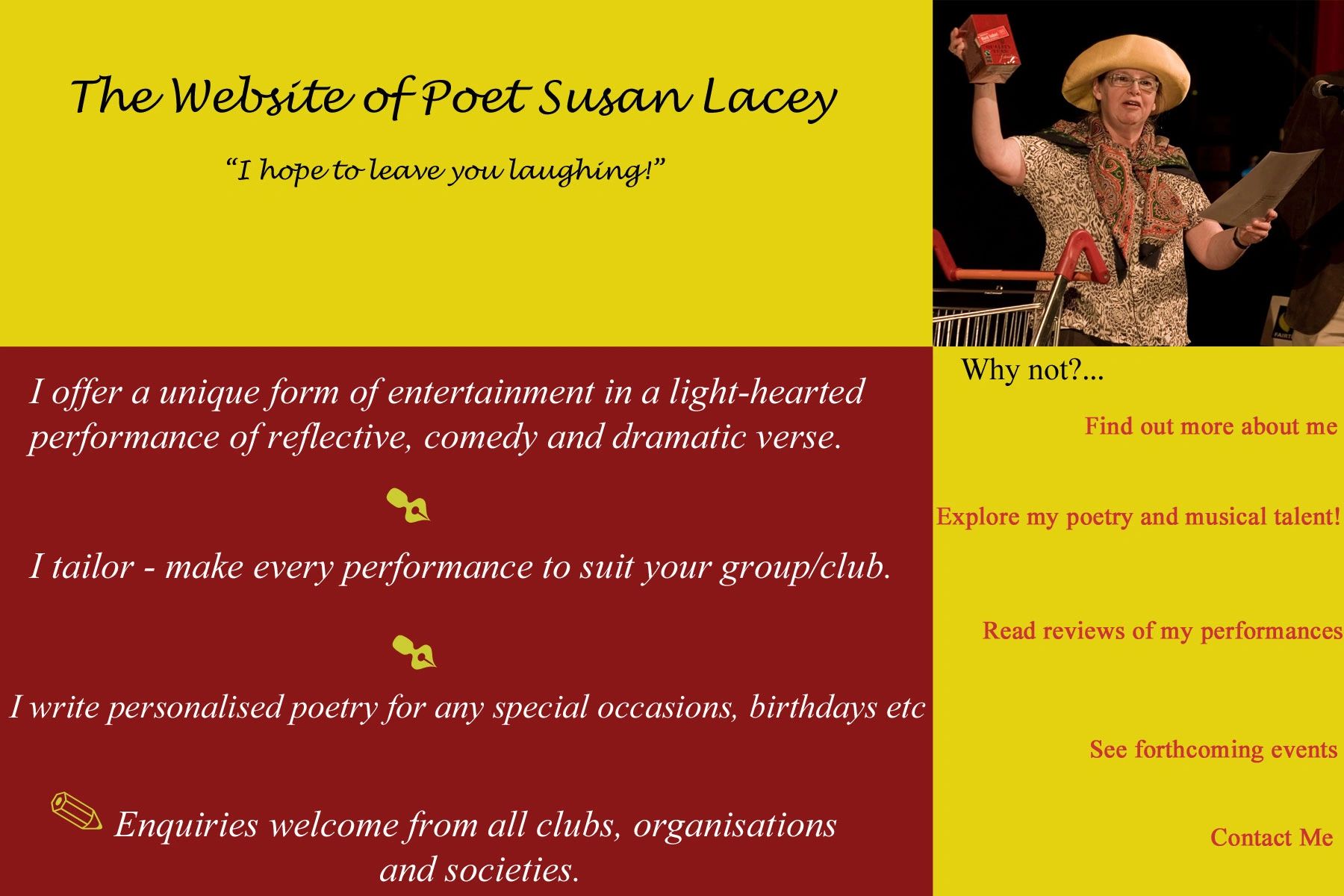 Performances & Poetry | Susan Lacey