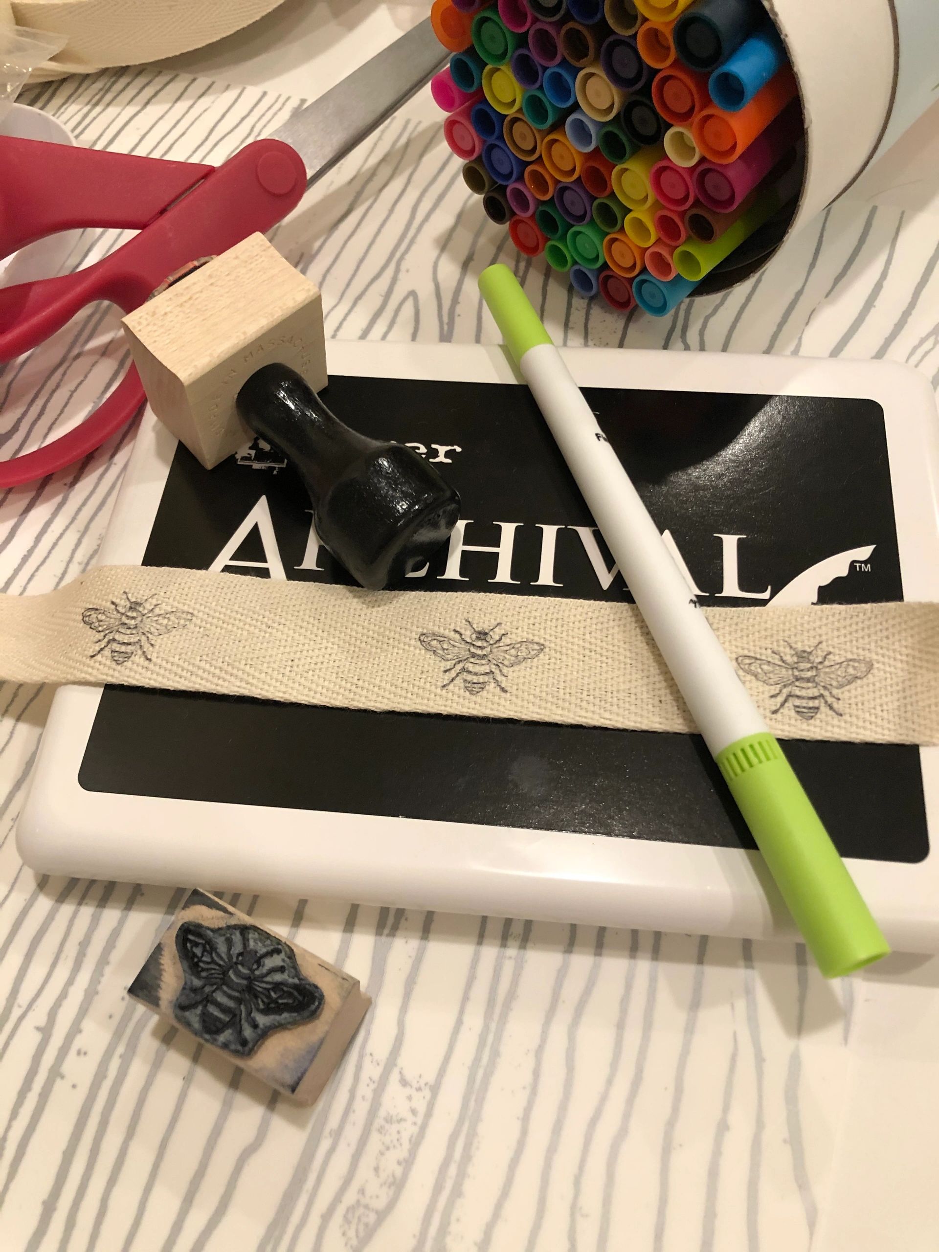 DIY Stamped Ribbon and Gift Bags