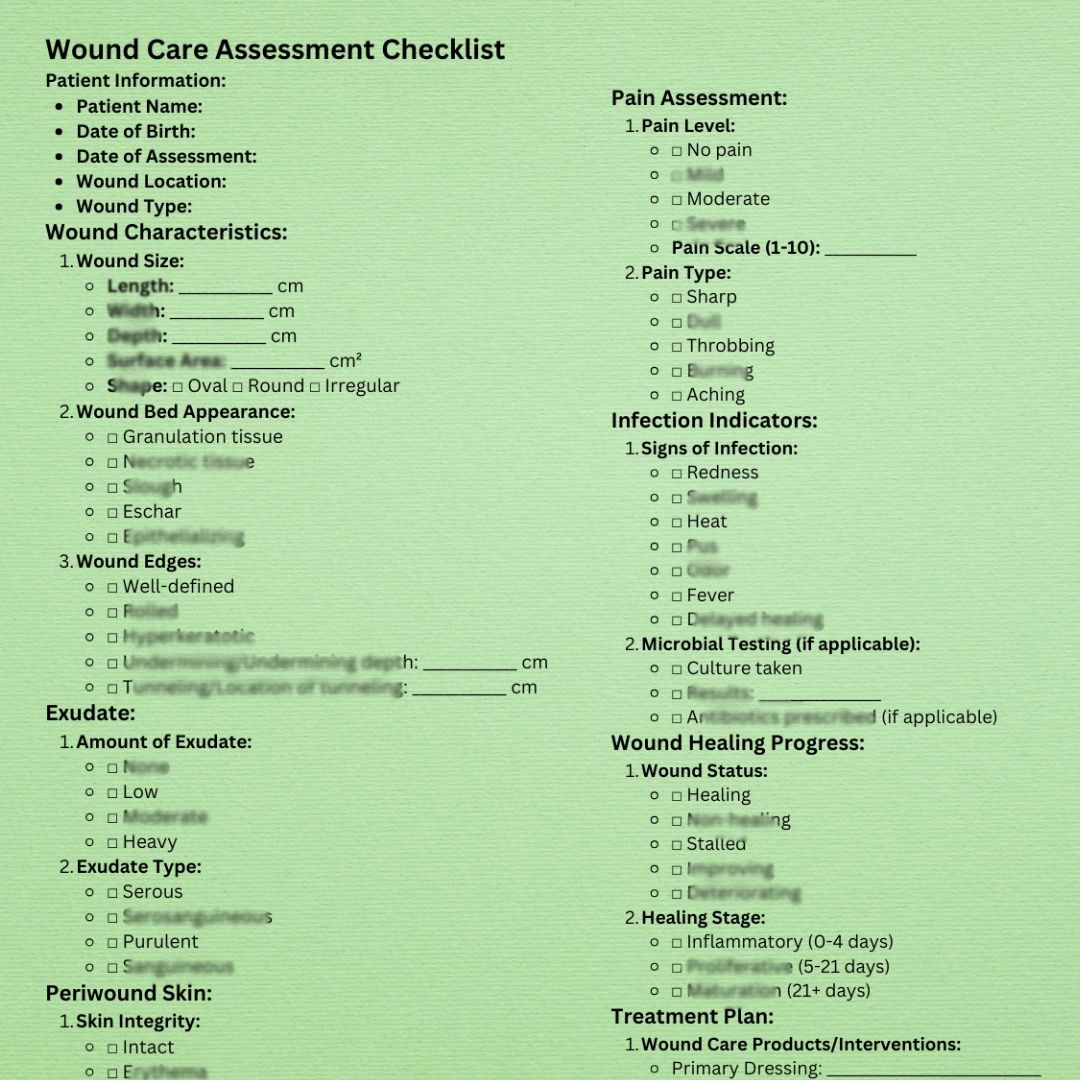 Wound Care Assessment Checklist/ Wound Tracker