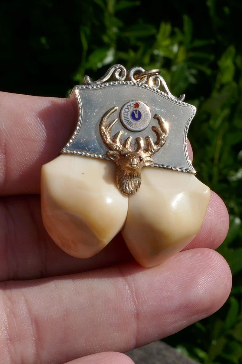 Antique 14k White Gold Elks Club Lodge Number 1087 B.P.O.E. Double ...