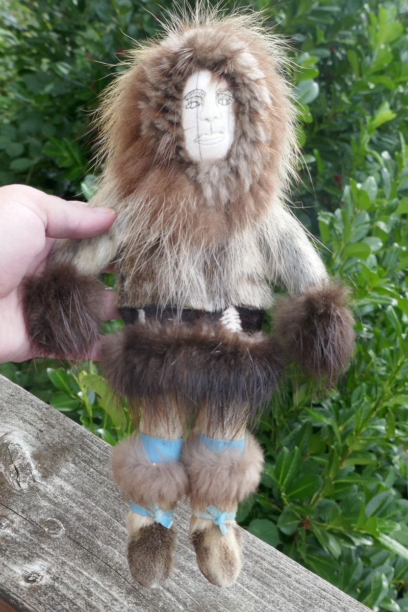 Antique Alaskan Native Doll with Fur & Carved Natural White Material ...