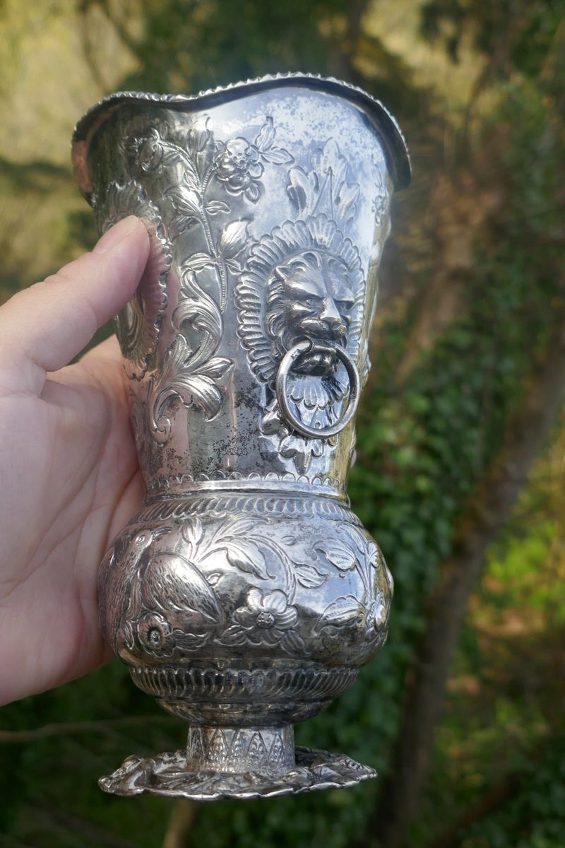 Antique Victorian London England Sterling Silver Repousse Vase by ...