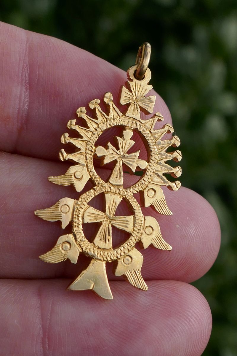 Vintage Solid 18k Yellow Gold Ethiopian Coptic Cross Pendant - 5.0g.