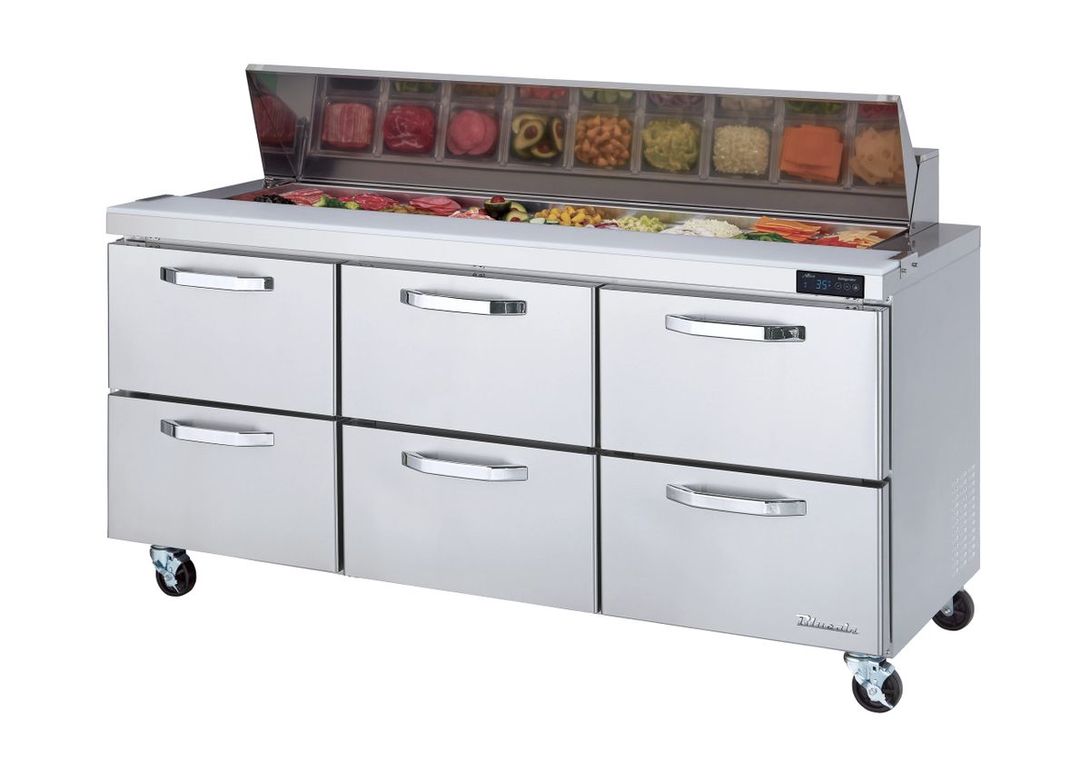 Blue Air 72 Inch Refrigerated Sandwich/Salad Prep Table With Drawers