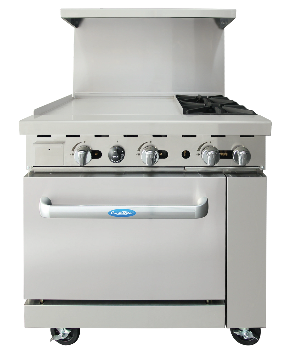 Cookrite 36'' Range (2) 32,000 B.T.U. Burners and 24'' Griddle on the ...