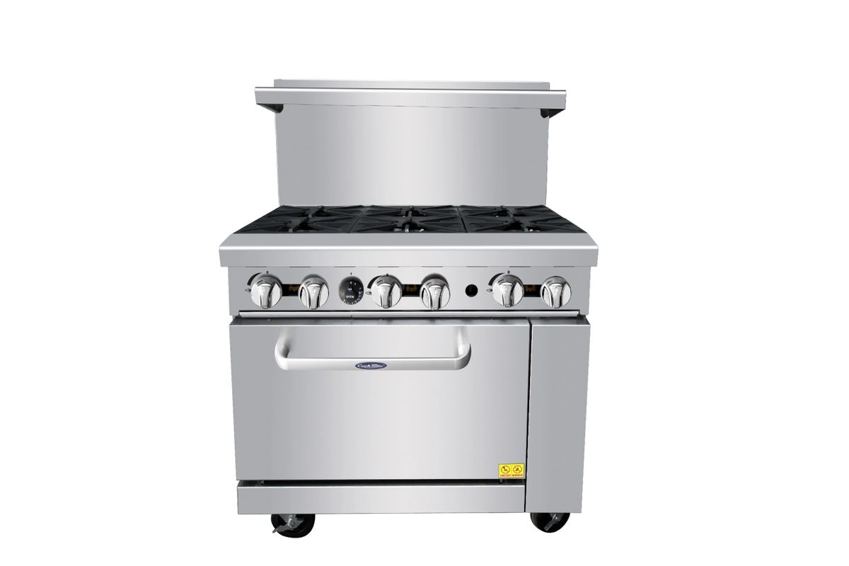 Cookrite 36'' Gas Range. (6) 32,000 B.T.U. Open Burners with One 26'' 1 ...