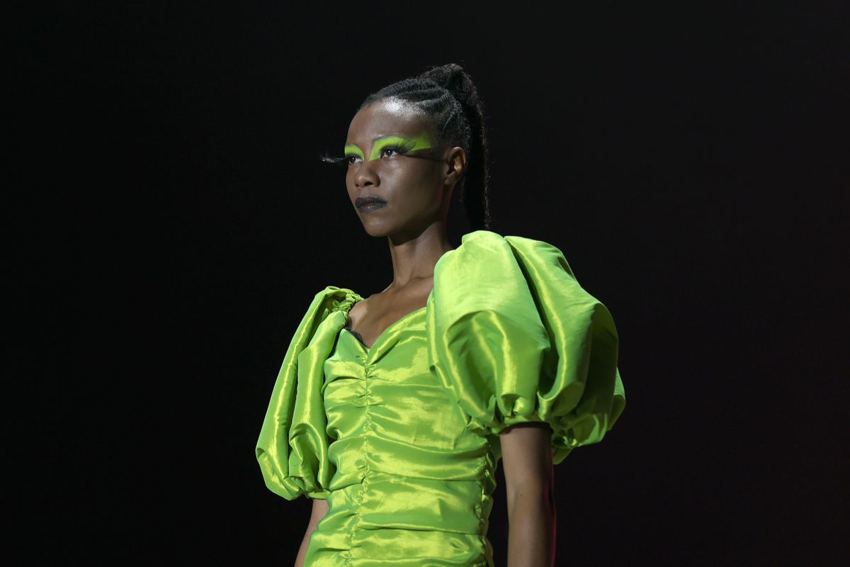 Toxin meme green ruched dress