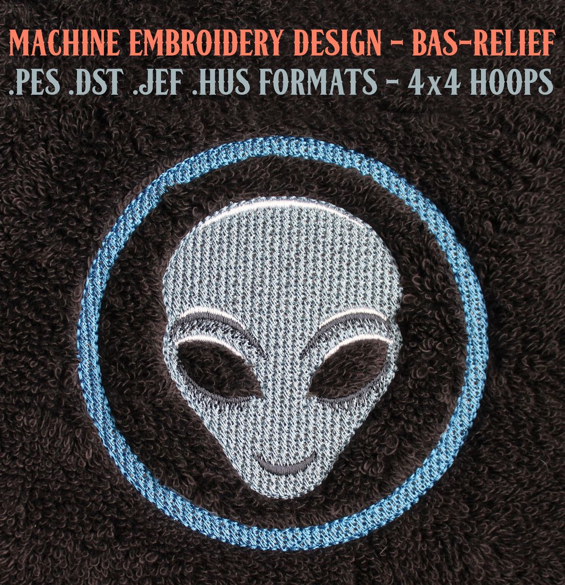 Alien Bas-Relief - Machine Embroidery Design - 4x4 Size - .PES .DST ...