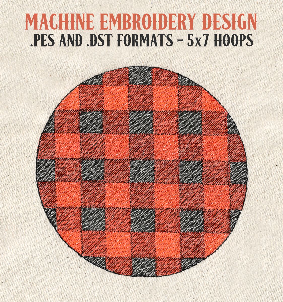 Buffalo Check Pattern Circle - Machine Embroidery Design - 5x7 Size ...