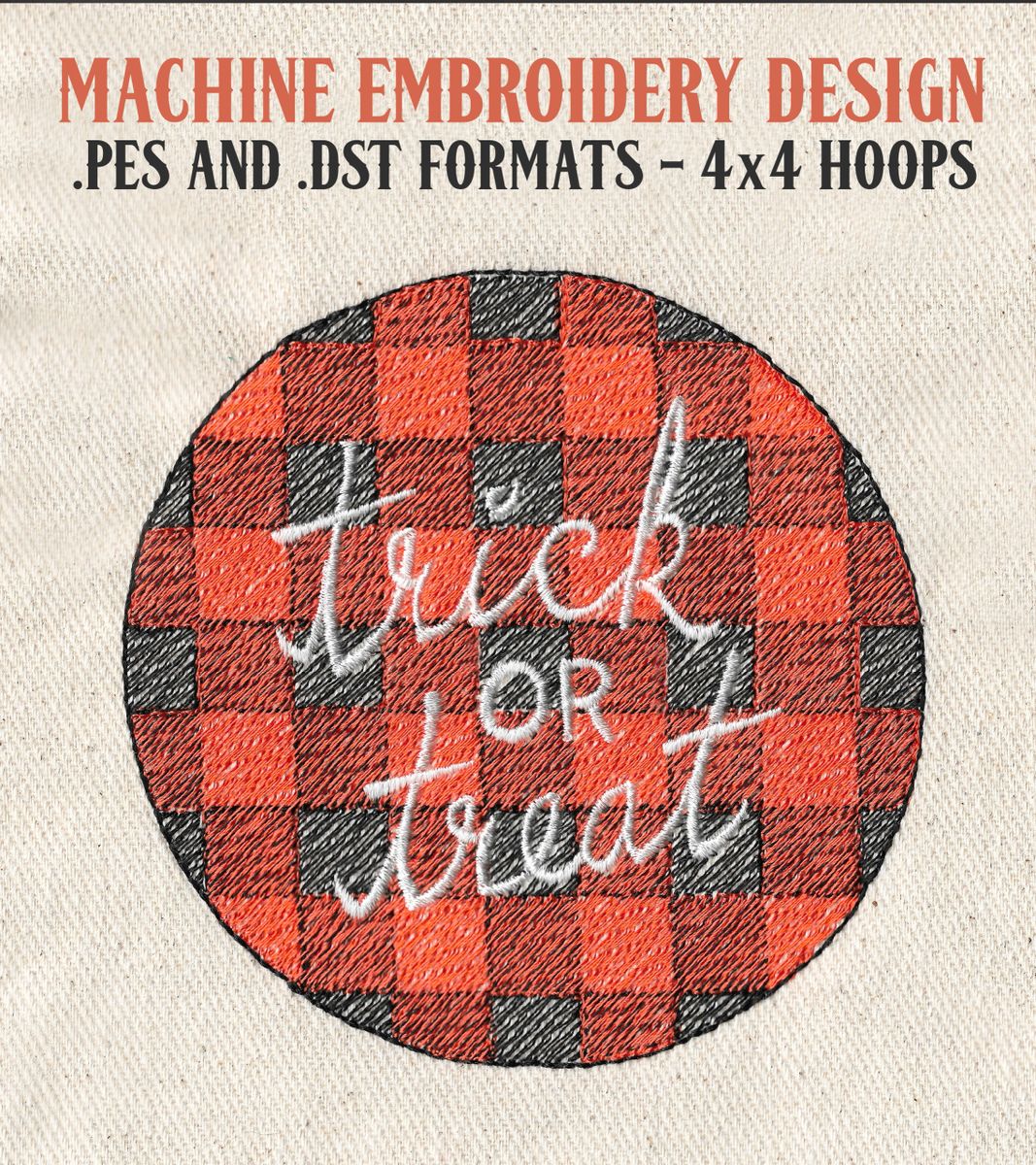 Trick or Treat - Buffalo Check Circle - Machine Embroidery Design - 4x4 ...