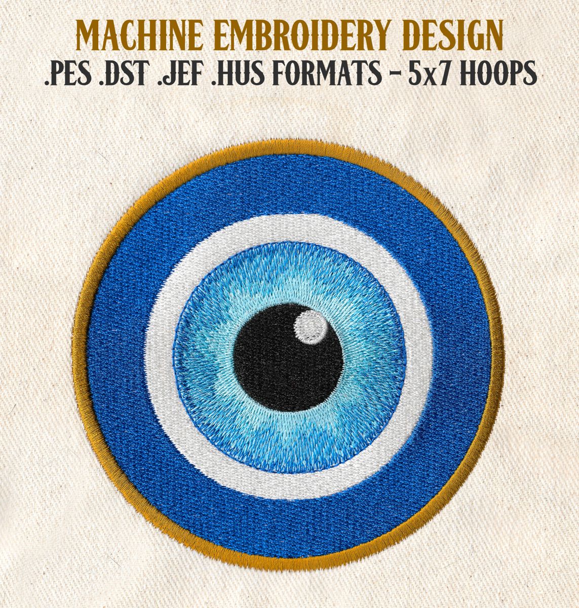 Classic Evil Eye - Machine Embroidery Design - 5x7 Size - .PES .DST ...