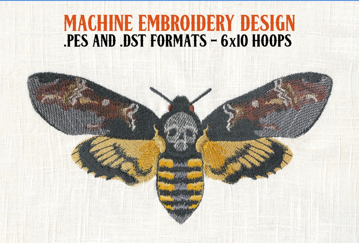 Death's-head Hawkmoth - Machine Embroidery Design - 6x10 Size - .PES ...