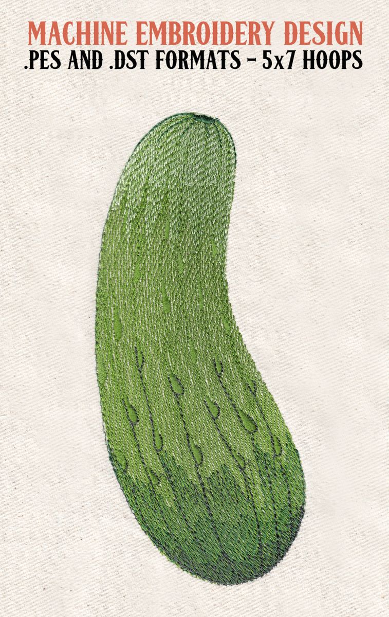 Dill Pickle - Machine Embroidery Design - 5x7 Size - .PES and .DST Formats