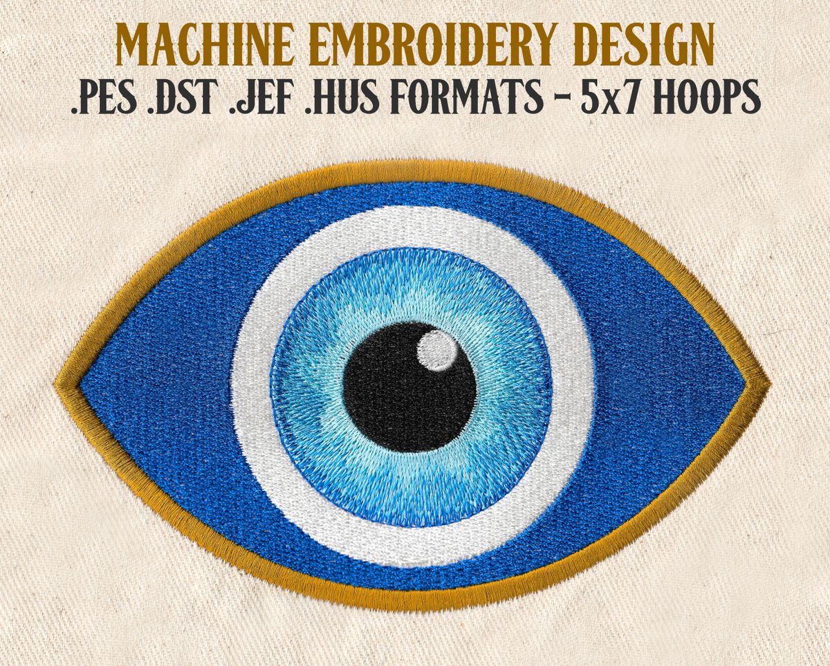 Evil Eye - Machine Embroidery Design - 5x7 Size - .PES .DST .JEF .HUS ...
