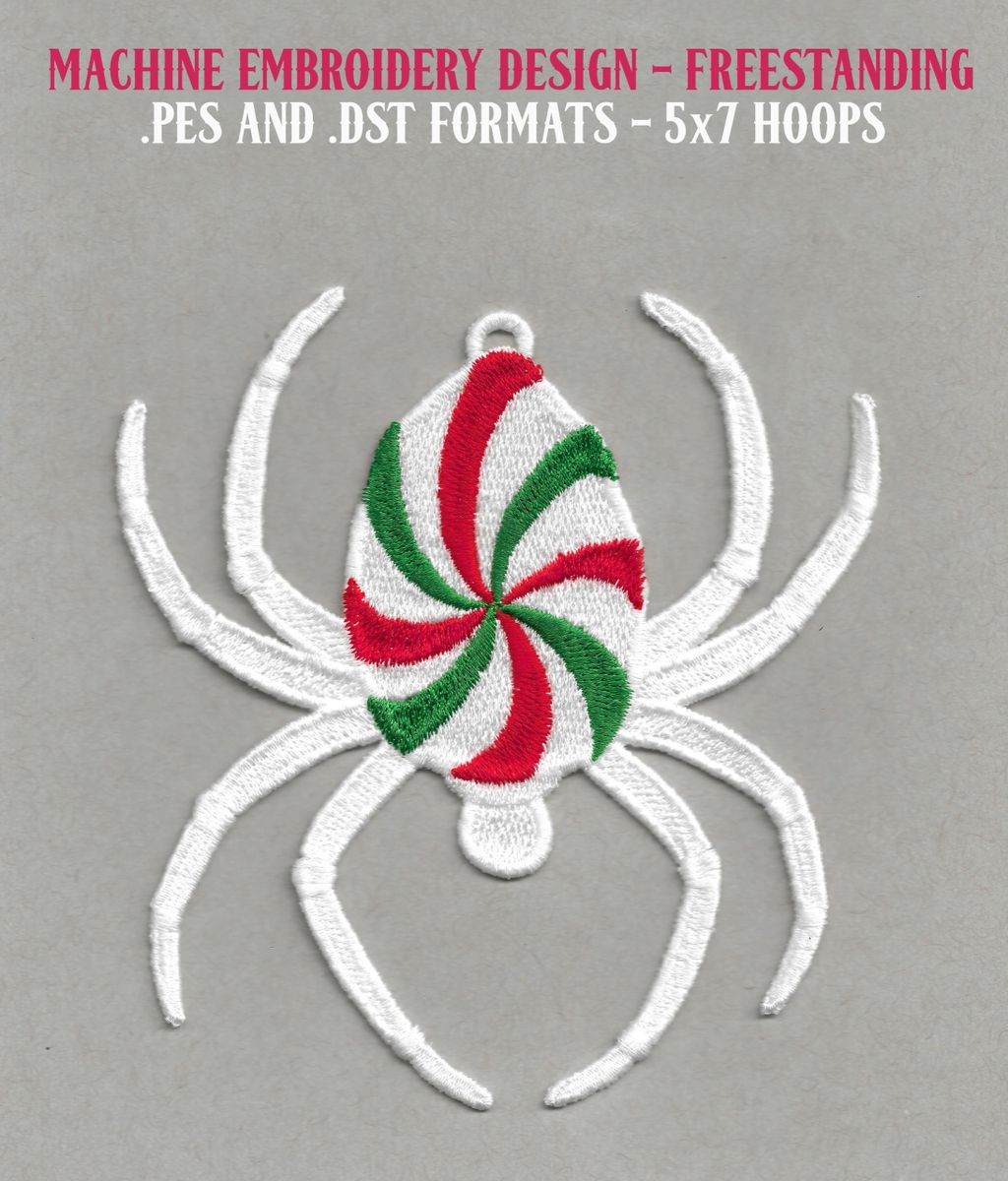 Freestanding Peppermint Twist Spider - Machine Embroidery Design - 5x7 ...
