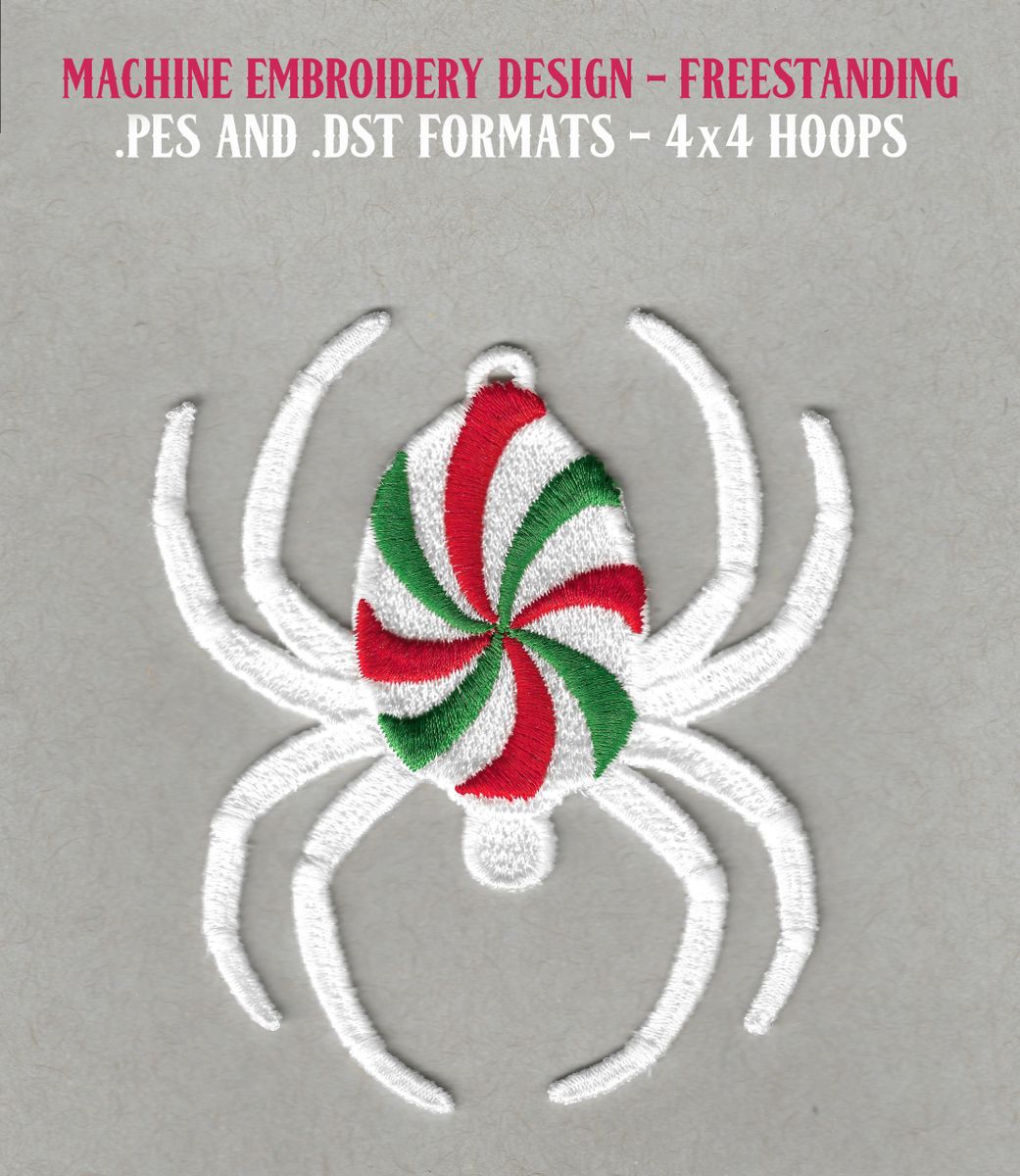 Freestanding Peppermint Twist Spider - Machine Embroidery Design - 4x4 ...