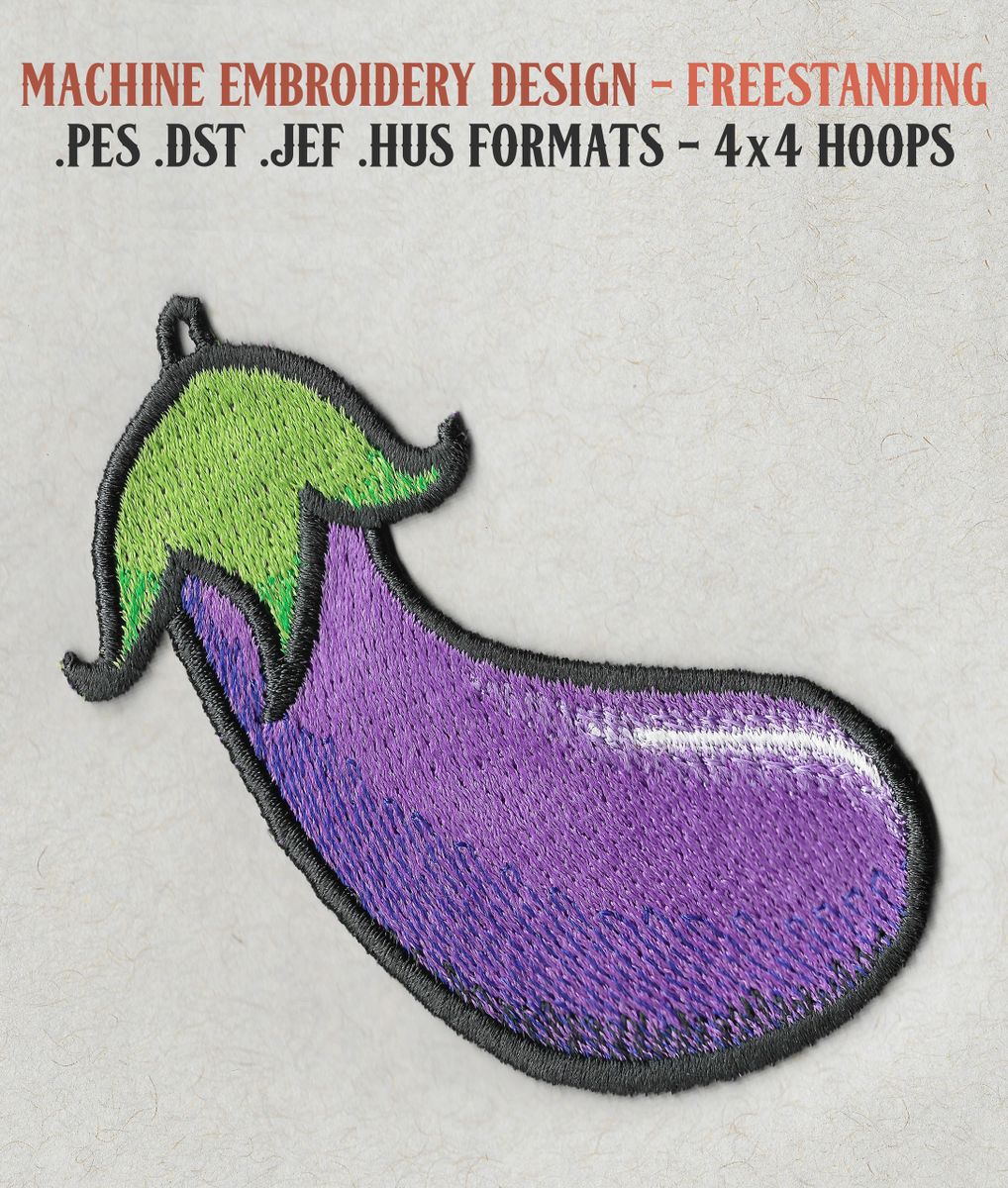 Freestanding Eggplant Emoji - Machine Embroidery Design - 4x4 Size ...
