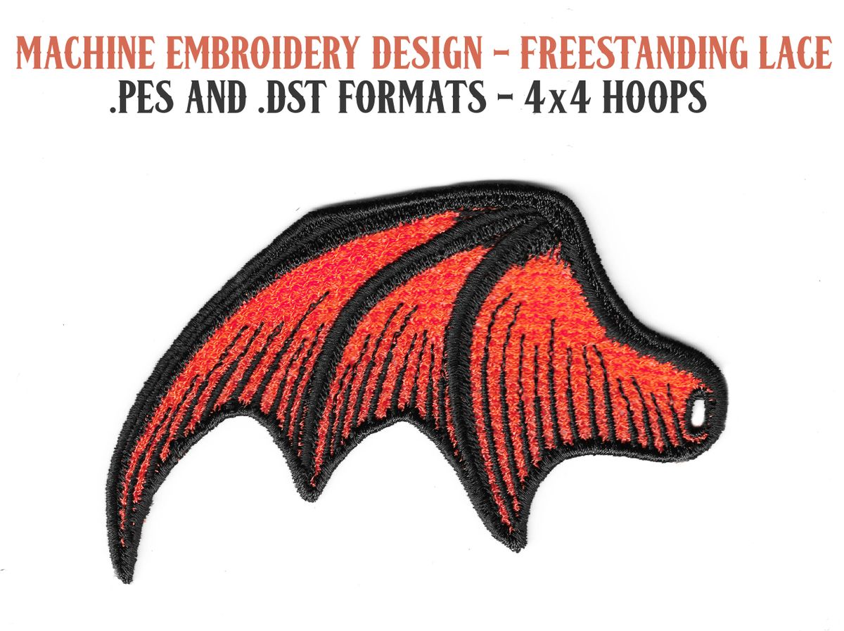Freestanding Lace Bat Wing - Machine Embroidery Design - 4x4 Size ...