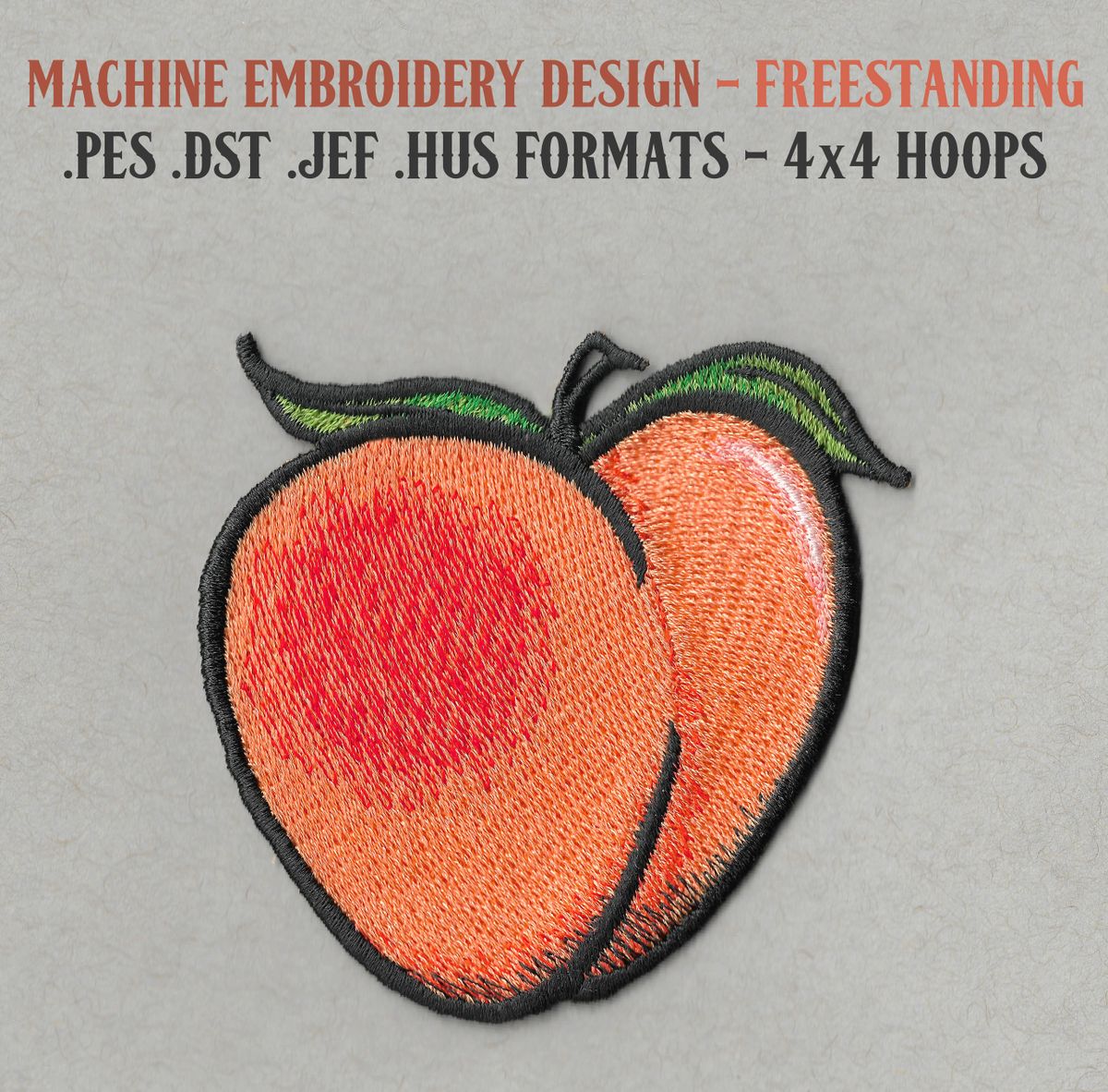 Freestanding Peach Emoji - Machine Embroidery Design - 4x4 Size - .PES ...