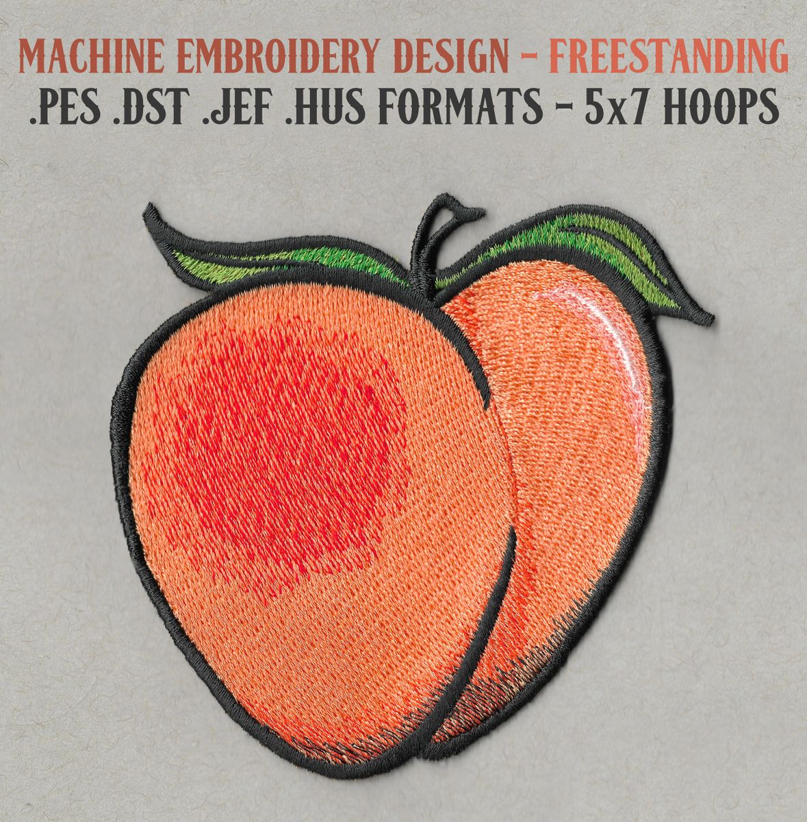 Freestanding Peach Emoji - Machine Embroidery Design - 5x7 Size - .PES ...