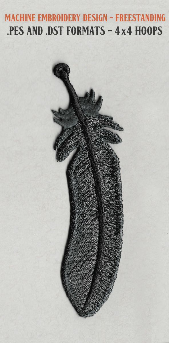 Freestanding Raven Feather - Machine Embroidery Design - 4x4 Size ...