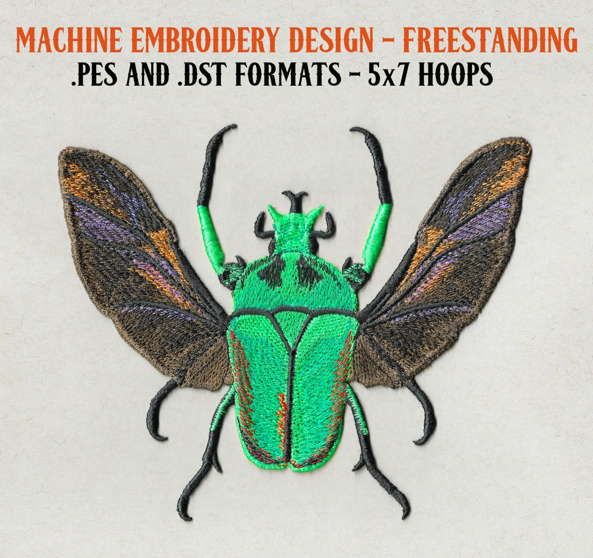 Freestanding Scarab Beetle - Machine Embroidery Design - 5x7 Size ...