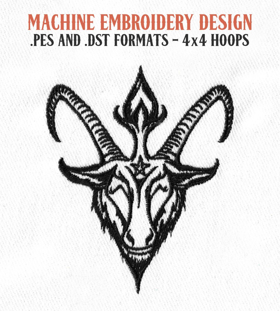 Happy Baphomet (One Color) - Machine Embroidery Design - 4x4 Size ...