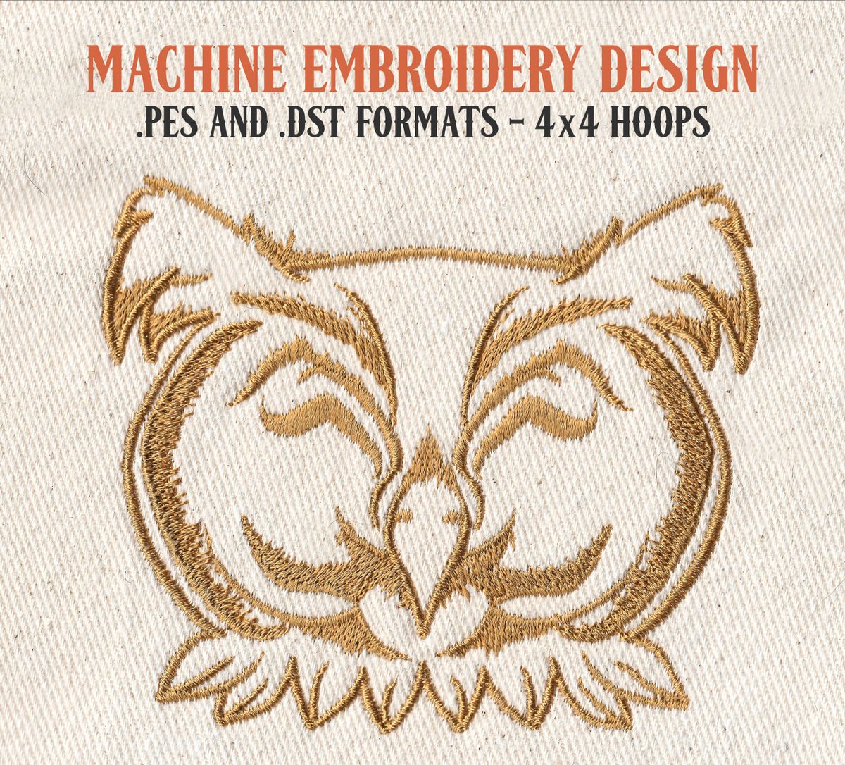 Happy Owl (One Color) - Machine Embroidery Design - 4x4 Size - .PES and ...