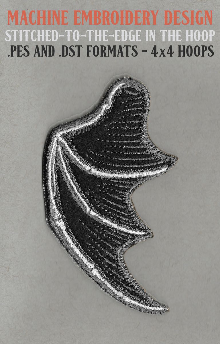 Stitched-To-The-Edge In The Hoop Bat Wing With Skeleton - Machine ...
