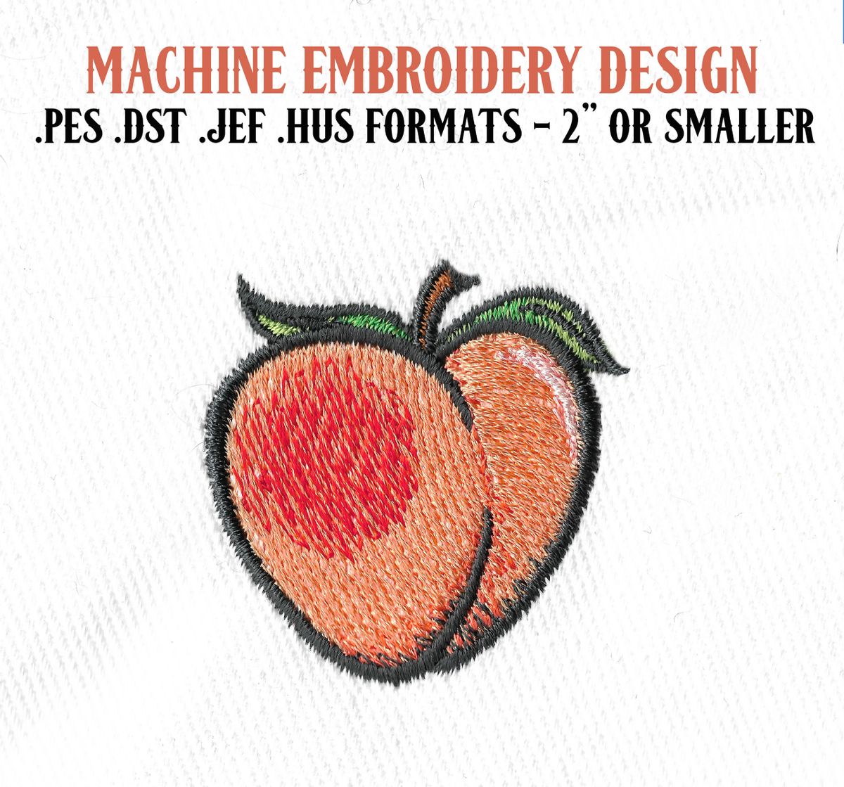 Itsy Bitsy Peach Emoji - Machine Embroidery Design - 4x4 Size - .PES ...